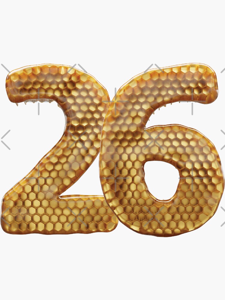 "26 Number 3d Honey Numbers Font" Sticker for Sale by HelloFromAja ...