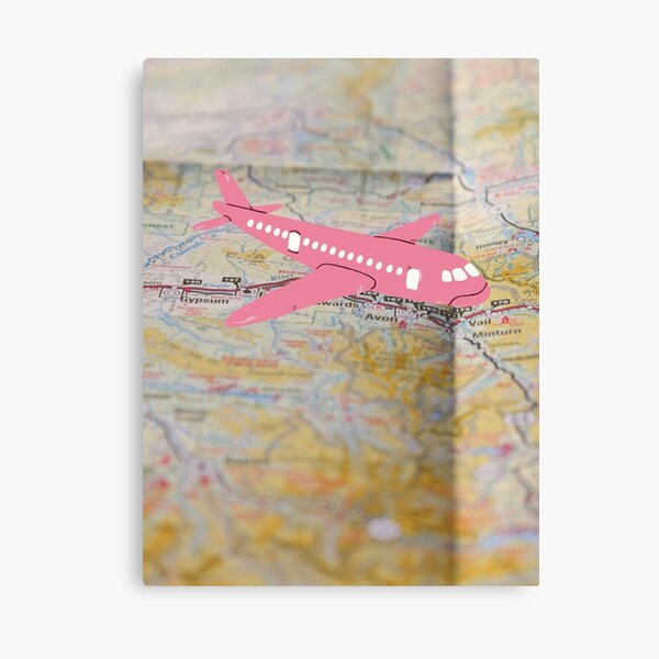 "Cartoon Pink Plane Flying over Map" Canvas Print by TheArtsyBarista ...