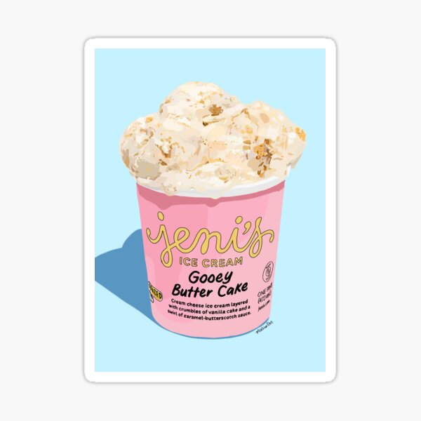 "Jeni's Ice Cream Pint Gooey Butter Cake" Sticker by ArtsywithMad ...