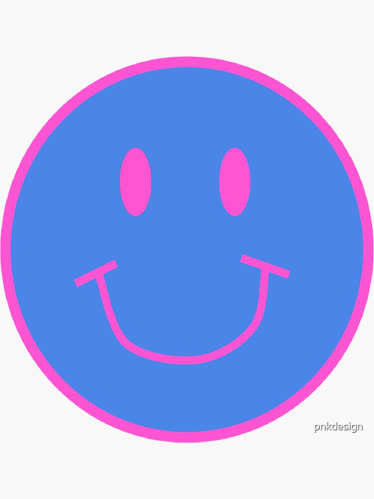 "Smiley Face Sticker - Pink + Blue" Sticker for Sale by pnkdesign ...