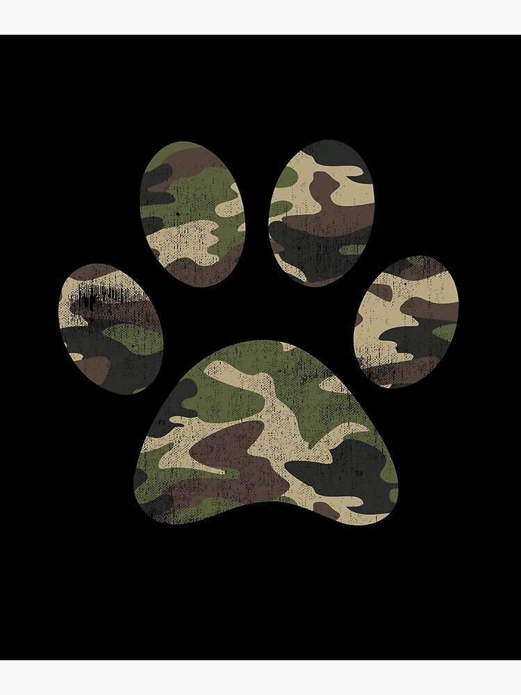 "Vintage Camouflage Dog Paw Print " Photographic Print for Sale by ...