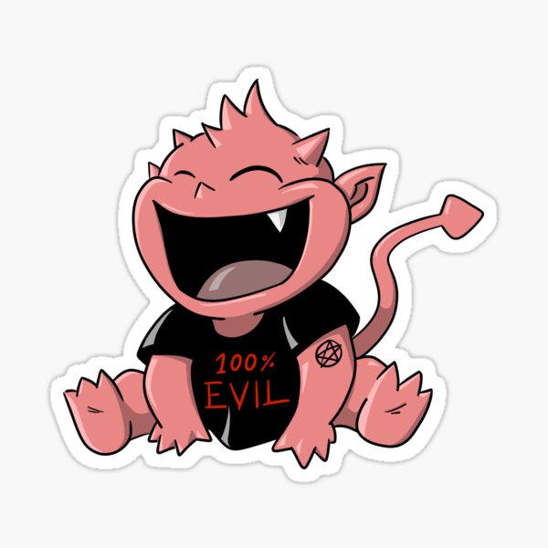 "Cute Little Red Devil 100% Evil " Sticker for Sale by DanielKafadar ...
