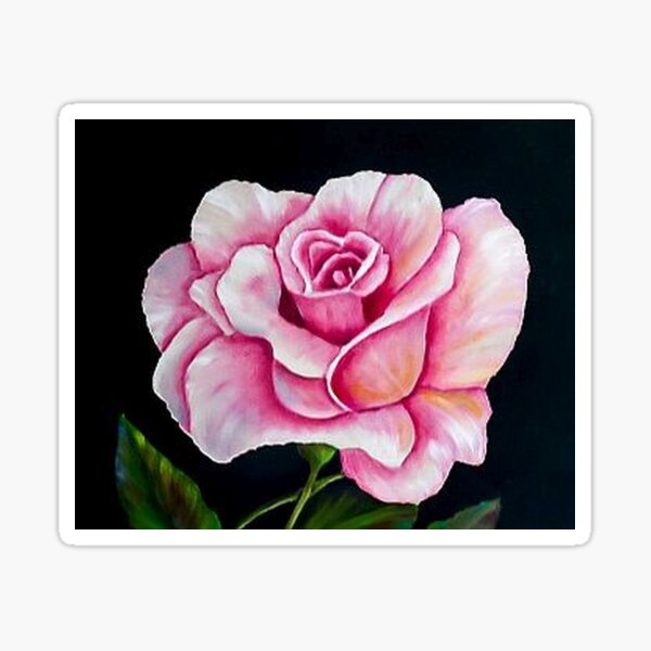 "Large pink rose" Sticker by happywandererph | Redbubble