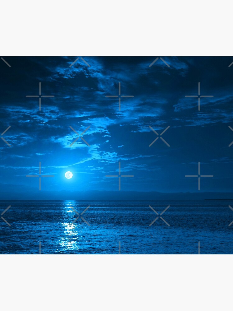 "Midnight Blue Moon Ocean - Painting" Photographic Print by ...