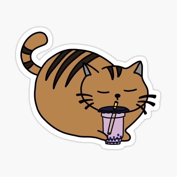 "Bubble Tea Boba Cat" Sticker by LucAndLil | Redbubble