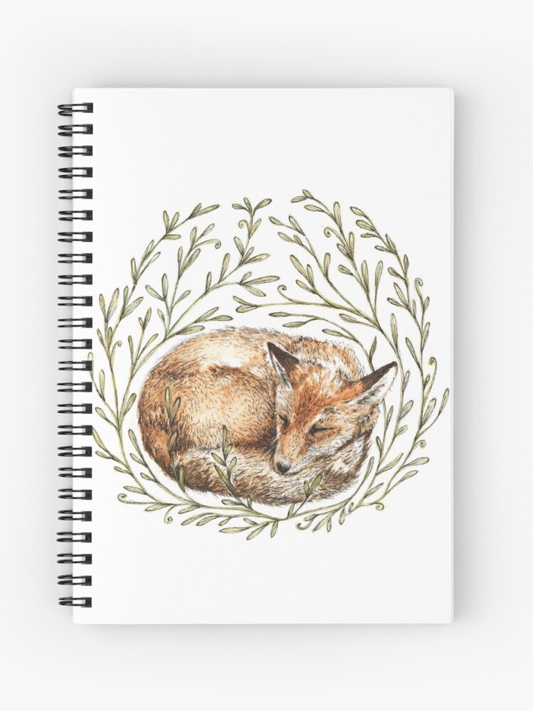 "Sleeping Fox" Spiral Notebook for Sale by theinkydeer | Redbubble