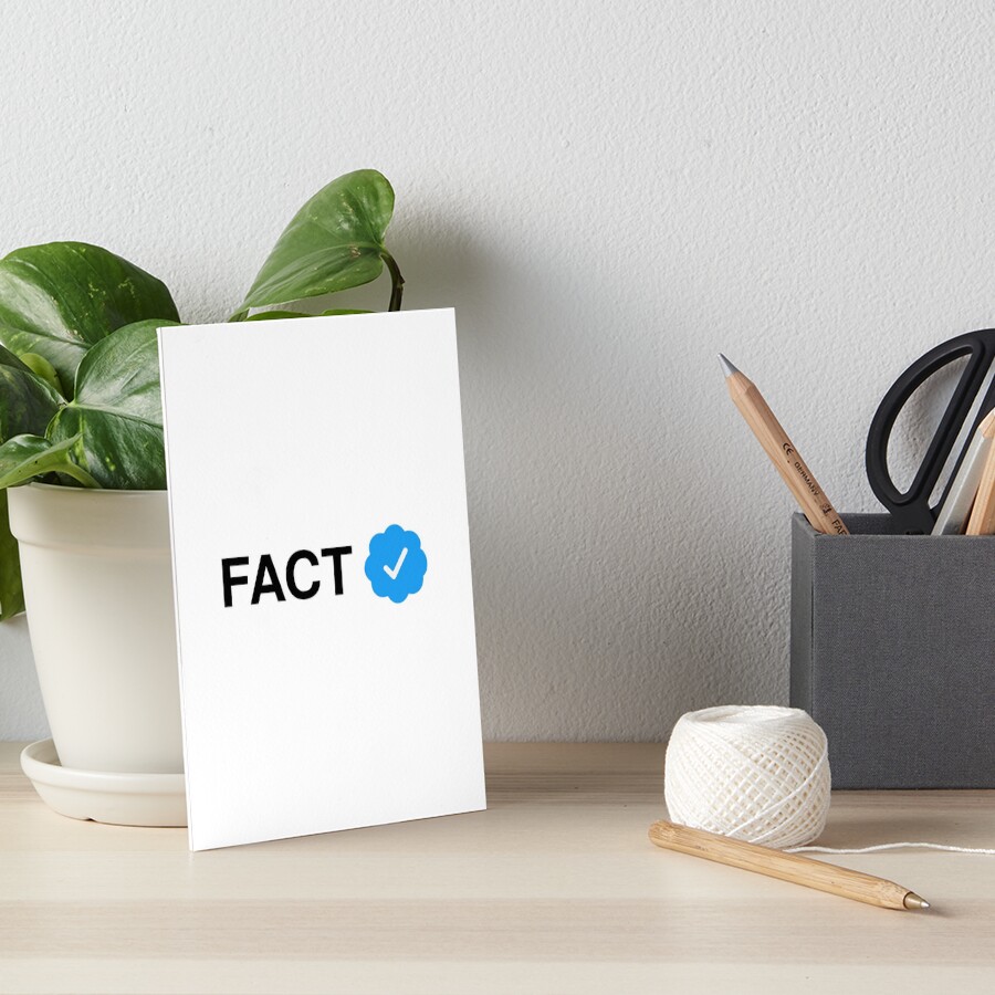 "Fact Check Verified Blue Tick Black Text" Art Board Print by ...