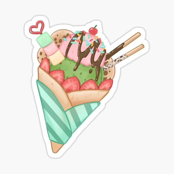 "Crepe Ice Cream" Sticker for Sale by SabrinaSana | Redbubble