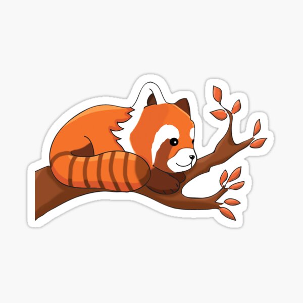 "Cute red panda in tree illustration" Sticker by Creacats | Redbubble
