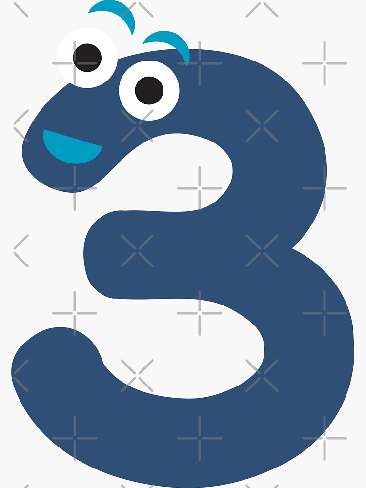 "cartoon number 3" Sticker for Sale by kim tang | Redbubble