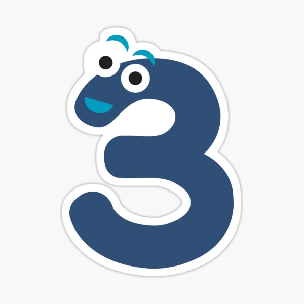 "cartoon number 3" Sticker for Sale by kim tang | Redbubble
