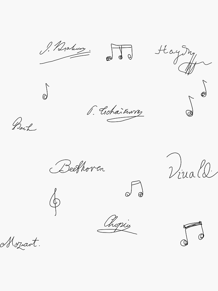 "Music Signatures and Notation Pattern" Sticker for Sale by KatyaCon ...