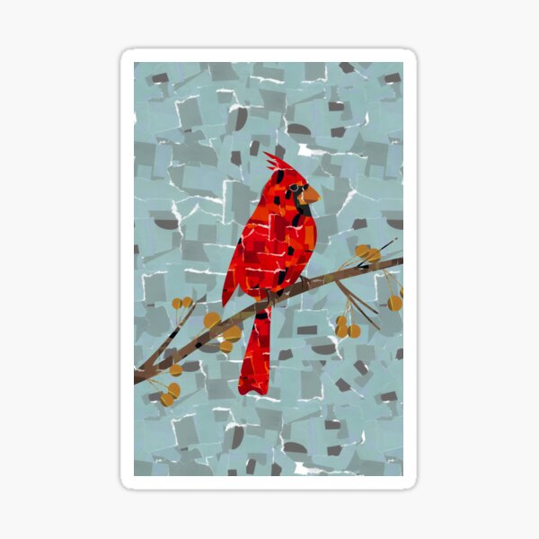 "Red Cardinal Collage" Sticker by MariaFernandes | Redbubble