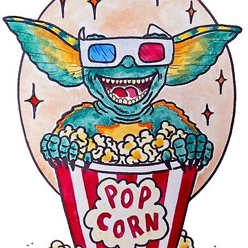 "Gremlin with pop corn " Sticker for Sale by mariexvx | Redbubble