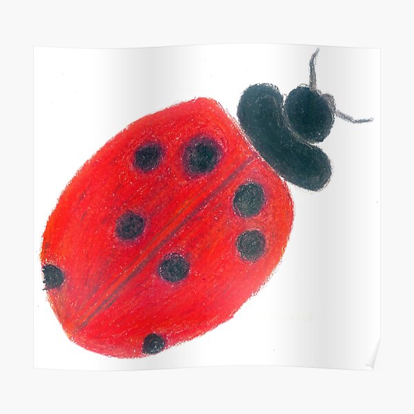 "oil pastel of a ladybug" Poster for Sale by lion-house | Redbubble