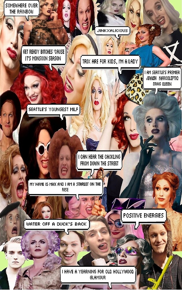 "Jinkx Monsoon & Max Malanaphy Collage" by CoffeeandWine21 | Redbubble