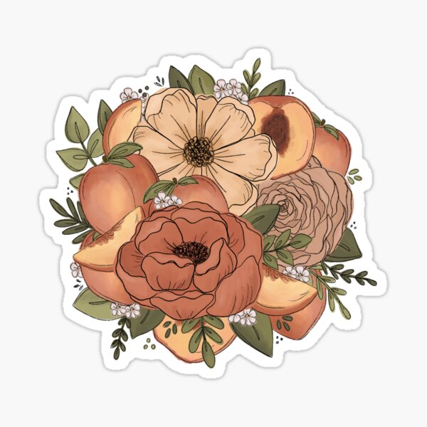 "Peach Florals" Sticker for Sale by ktscanvases | Redbubble