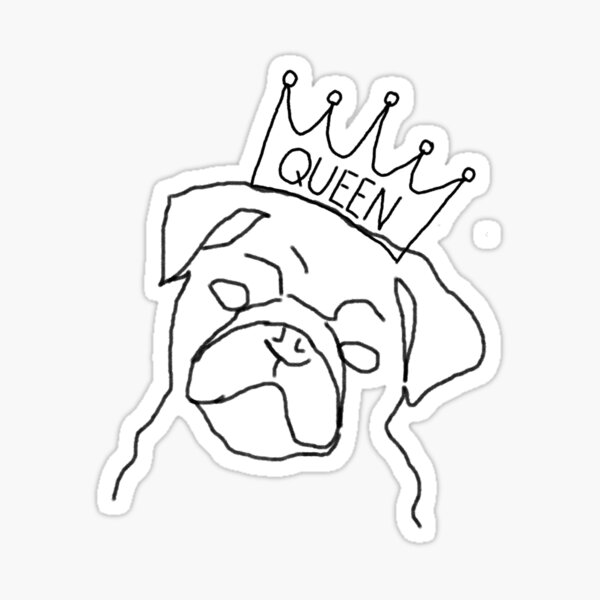 "Queen Pug Outline" Sticker by Eviemabel | Redbubble
