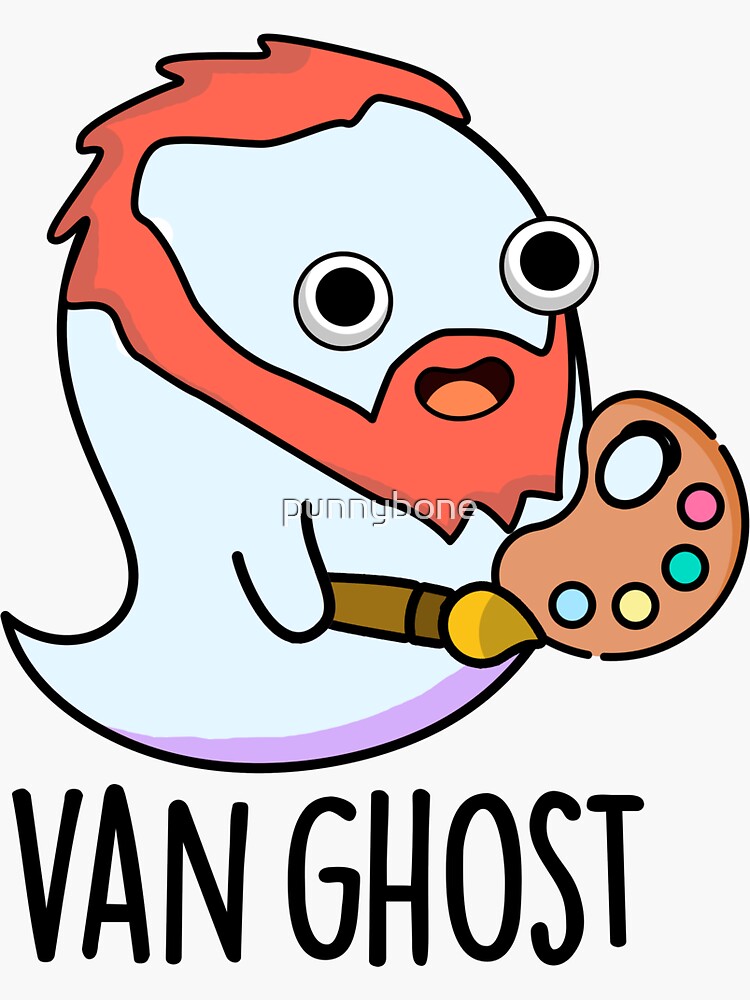"Van Ghost Cute Artist Ghost Pun" Sticker by punnybone | Redbubble