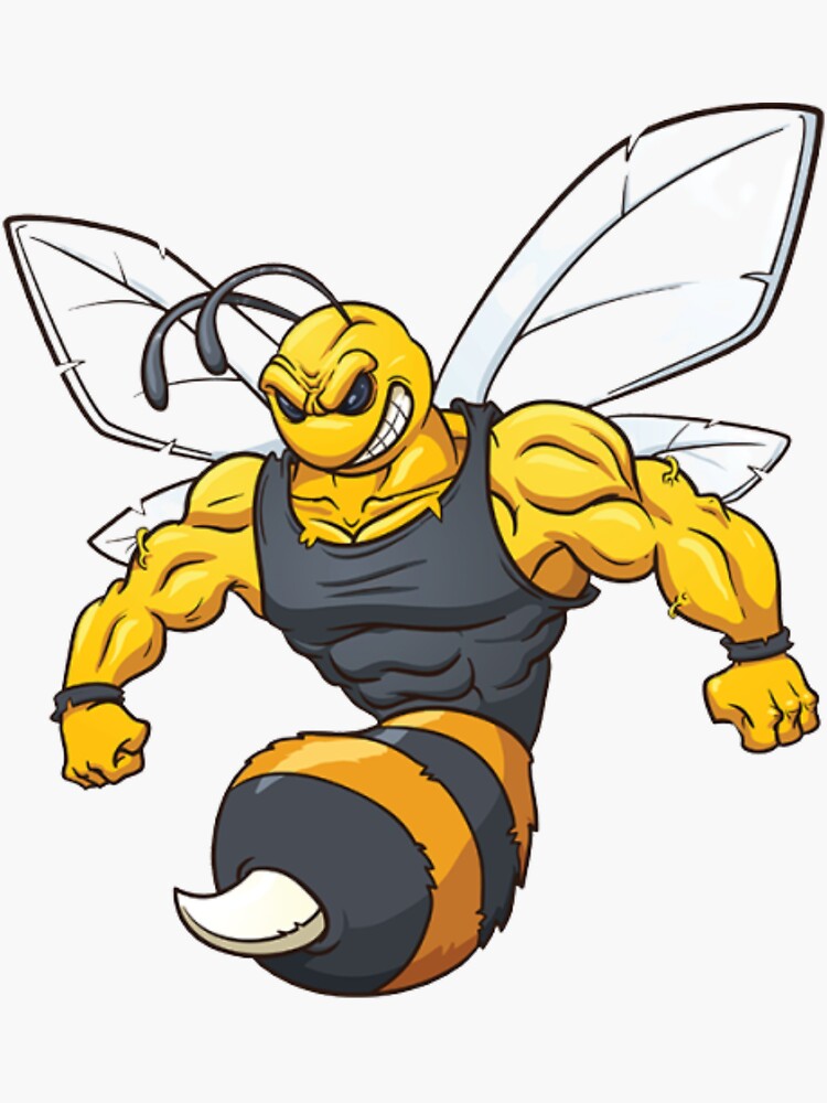 "Strong Bee Cartoon" Sticker for Sale by taveulrangue | Redbubble