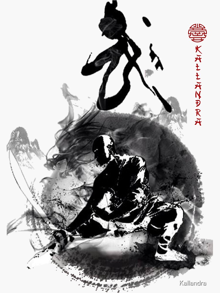 "Chinese ink painting - Shaolin monk in meditation - calligraphy ...