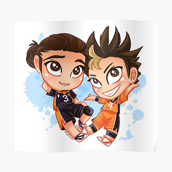 Póster «Chibi Time! Asahi y Nishinoya» de mishydraws | Redbubble