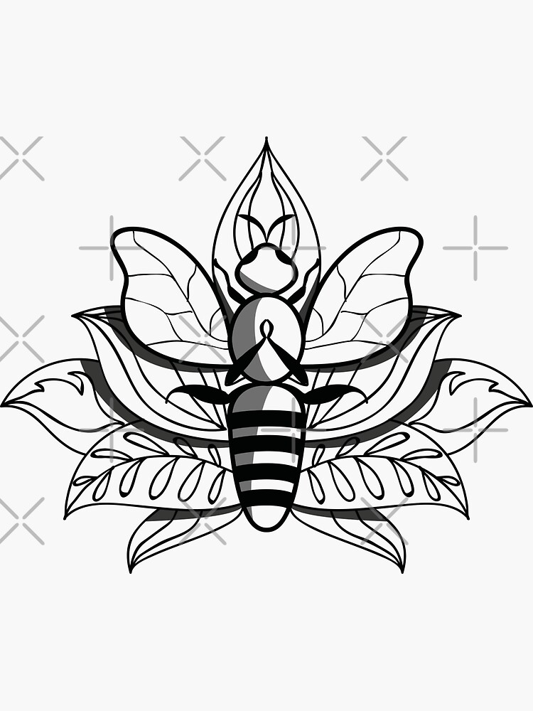"yoga bee meditating on the lotus flower" Sticker for Sale by ...