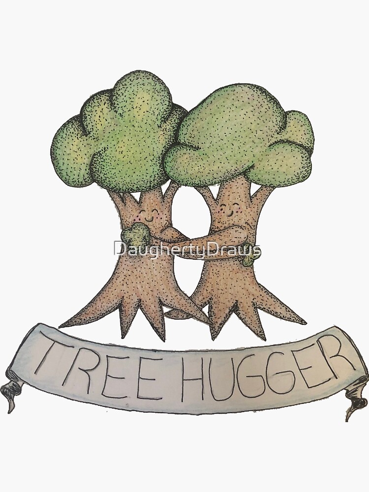 "Tree Hugger" Sticker by DaughertyDraws | Redbubble