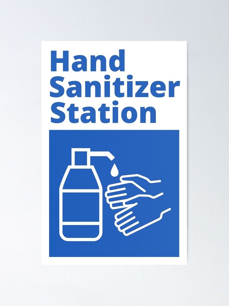 "white and Blue Hand Sanitizer Station Sign " Poster for Sale by ...