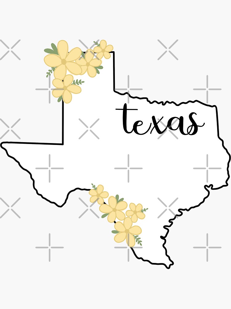 "Texas State Yellow Floral " Sticker for Sale by jamiemaher15 | Redbubble