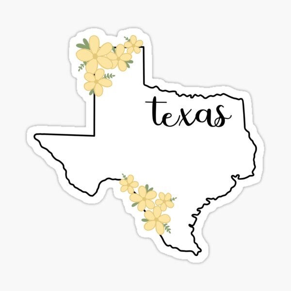 "Texas State Yellow Floral " Sticker for Sale by jamiemaher15 | Redbubble