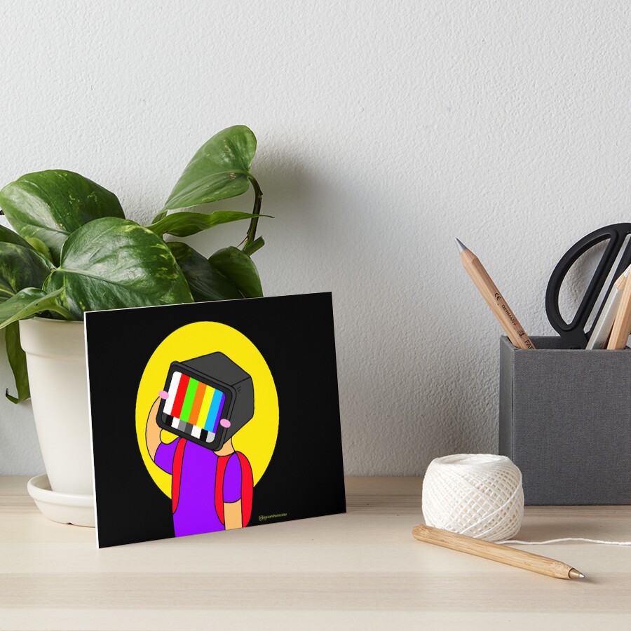 "Black Background Mr TV Man. Jaysartmuseum Pfp" Art Board Print by ...