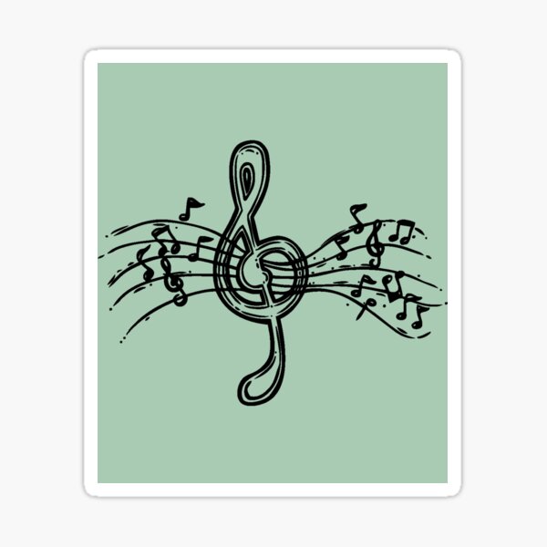 "Green Treble Clef Music Notes" Sticker for Sale by MusicWonderland ...