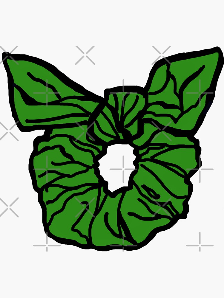 "Emerald Green Bow Scrunchie" Sticker for Sale by Bhandari01 | Redbubble
