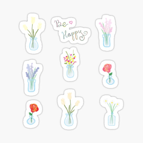 "Cute Drawn Flower in Vase Stickers " Sticker for Sale by ...
