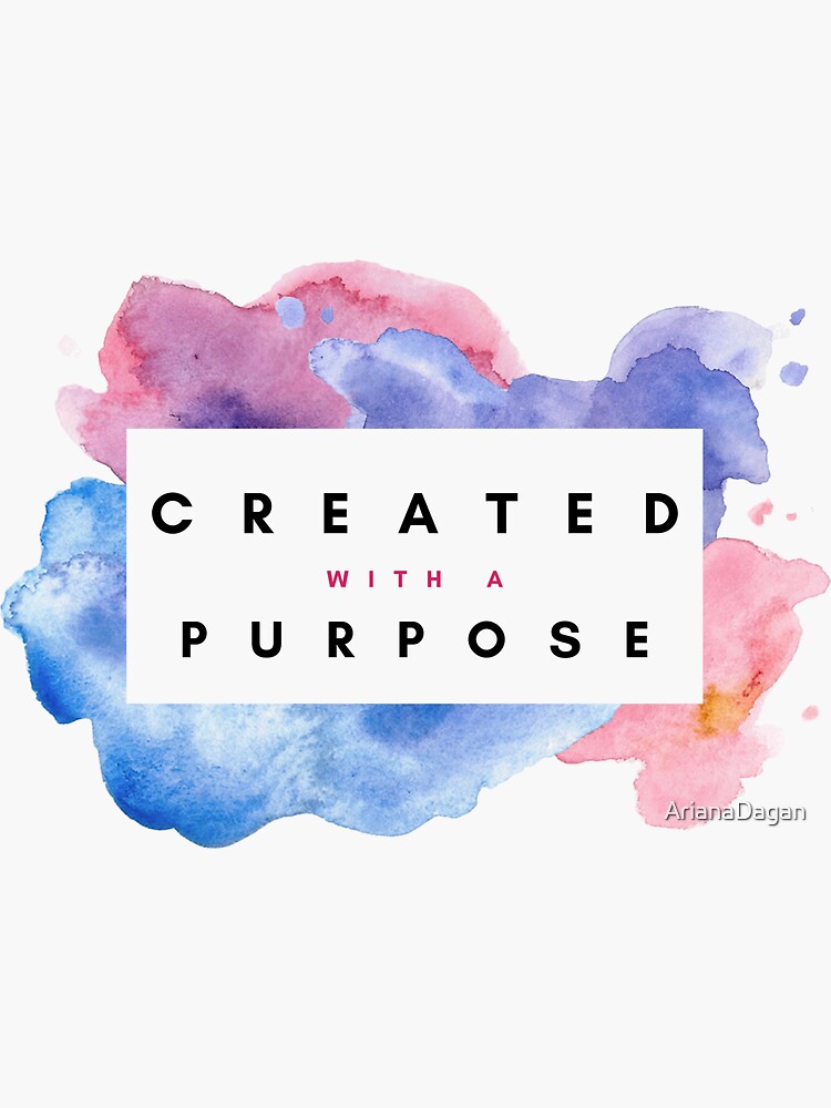 "Created With a Purpose Pink, Purple, and Blue Watercolor Motivational ...