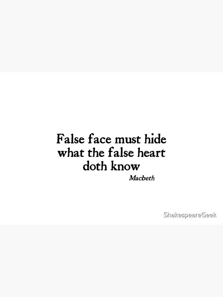 "False Face False Heart Black on White Macbeth Shakespeare Mask" Mask ...