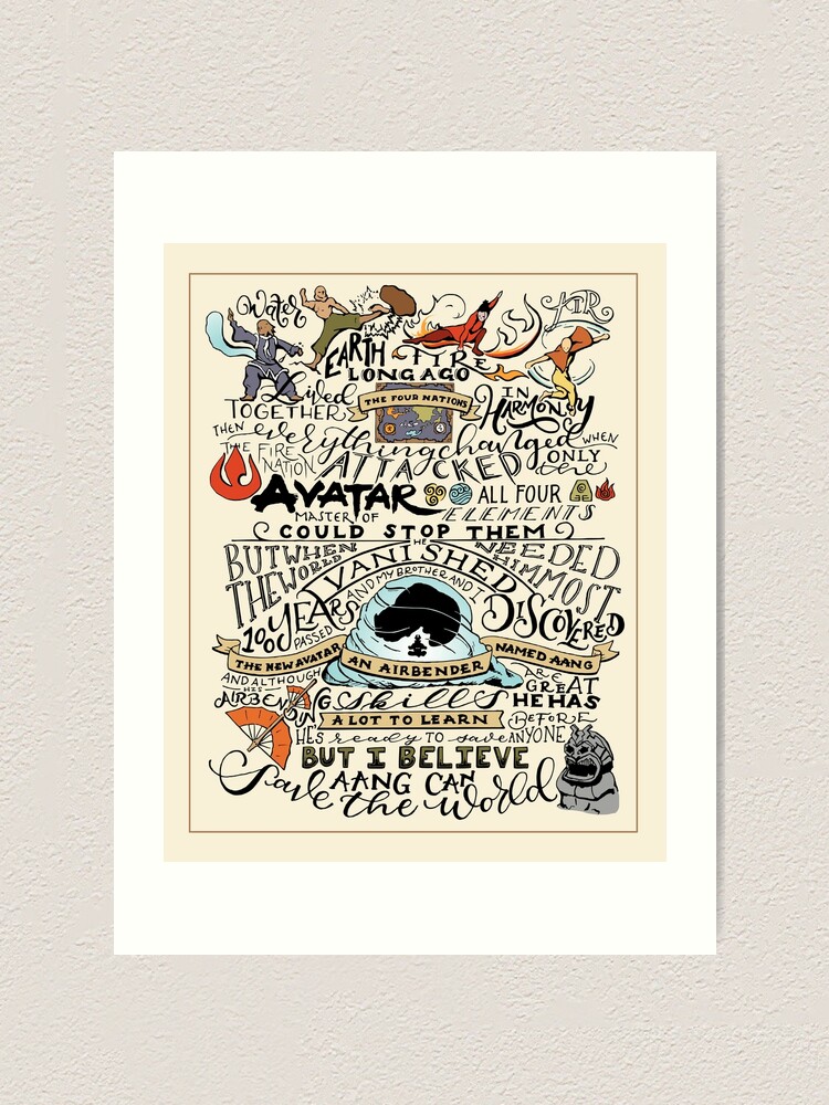 "(Colorized) Avatar the Last Airbender Intro Sequence" Art Print for ...