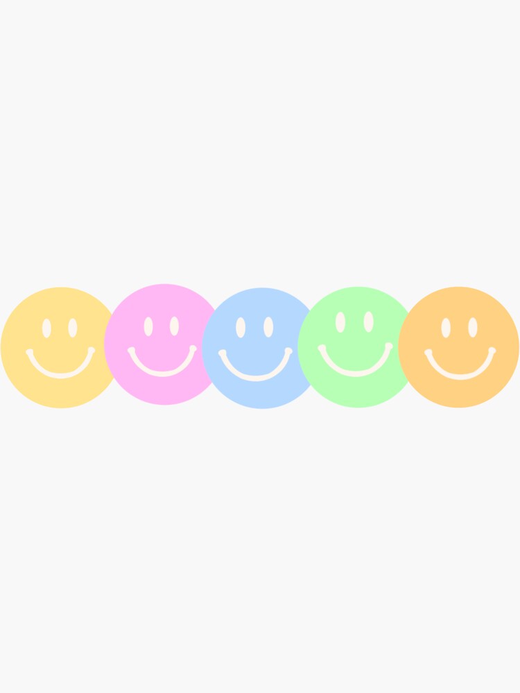"pastel smiley faces" Sticker for Sale by chloexoxo45 | Redbubble