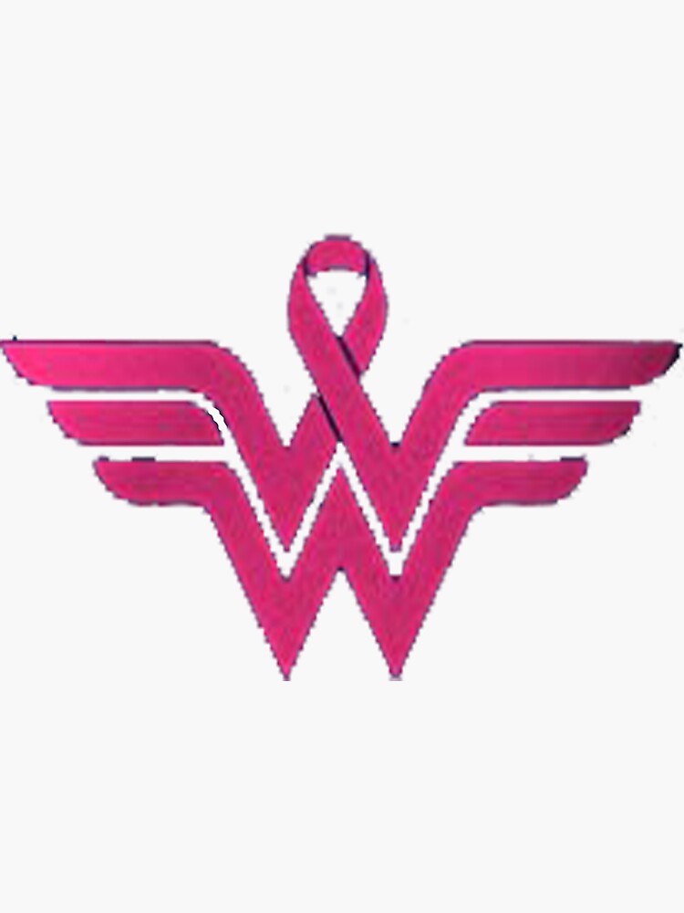 "Breast Cancer Awareness Pink Ribbon Superhero Logo Ladies" Sticker for ...