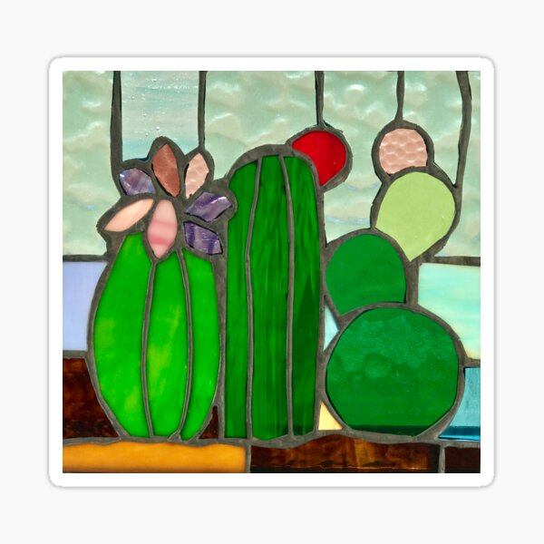 "Photo of Stained Glass Leadlight Cactus" Sticker for Sale by ...