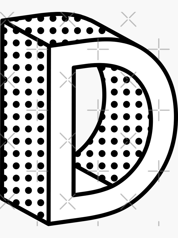 "3D Ben Day Dot Isometric Letter D" Sticker by murialbezanson | Redbubble