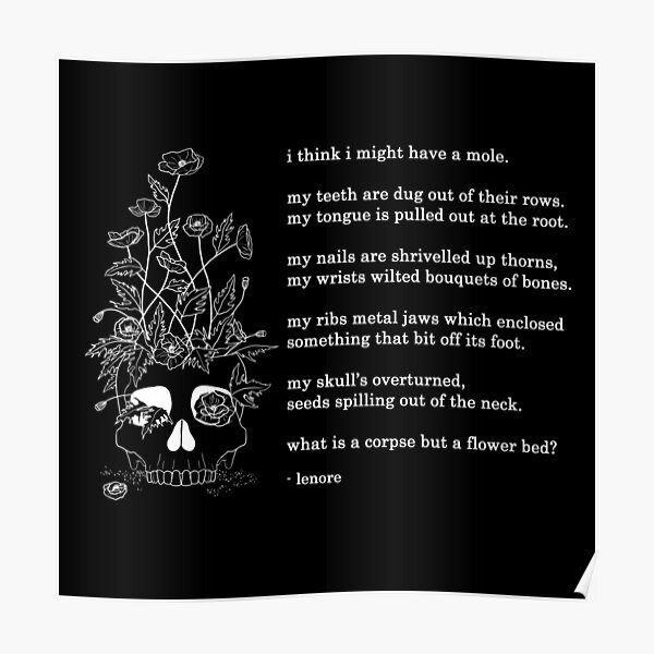 "Naturmort Poem + Skull Illustration (Dark)" Poster by girloutofmyth ...
