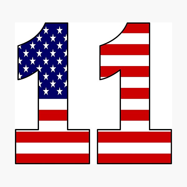 Lámina fotográfica «Número 11 con la bandera de Estados Unidos en el ...