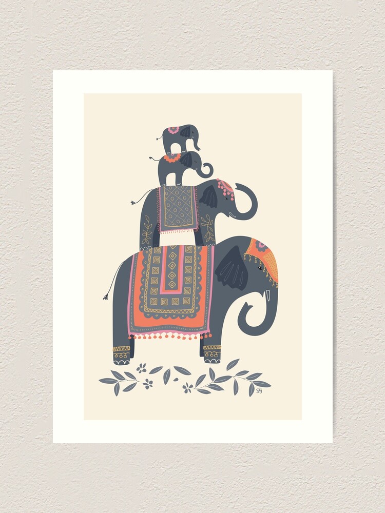 "Elephant Festival Balancing Act 2 Illustration" Art Print for Sale by ...