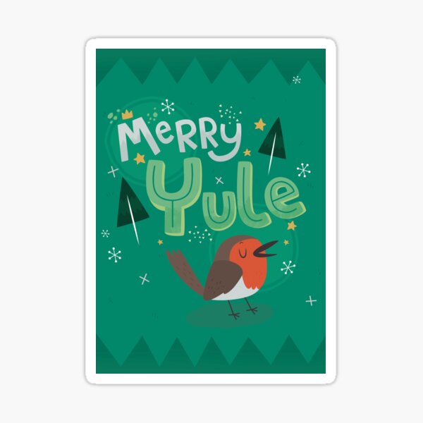 "Merry Yule Robin Card" Sticker for Sale by bakura240 | Redbubble