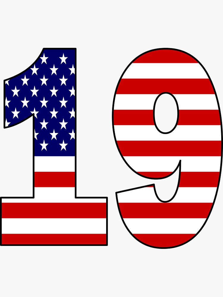 "Number 19 with USA flag on the background" Sticker for Sale by ...