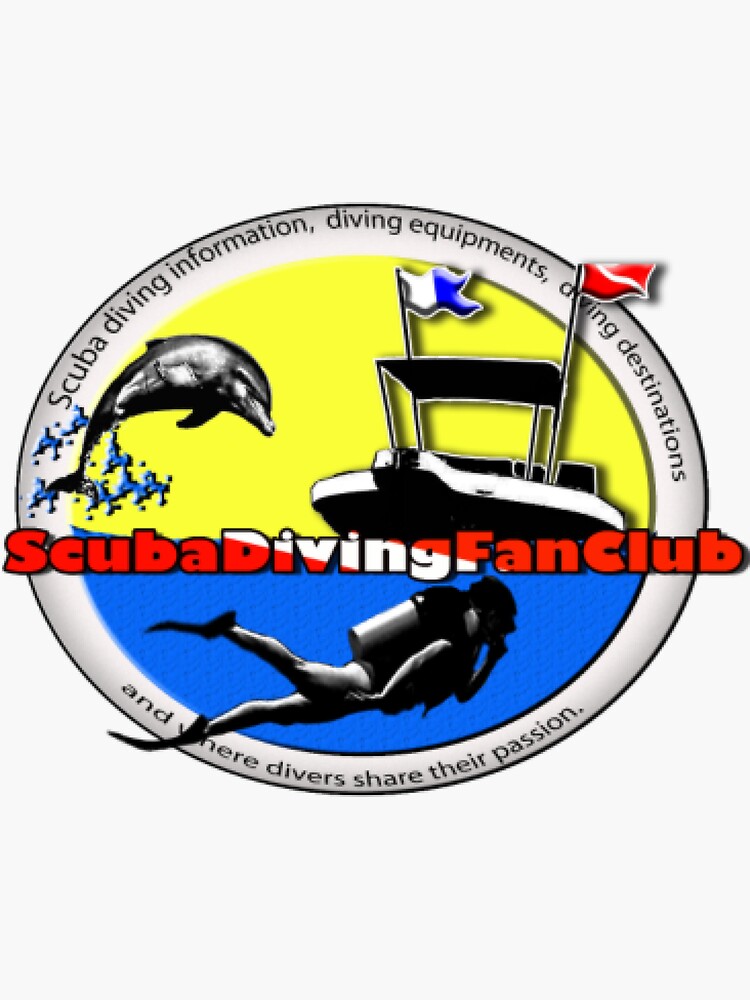 "Scuba Diving Fan Club Logo" Sticker by CristinaKarman3 | Redbubble