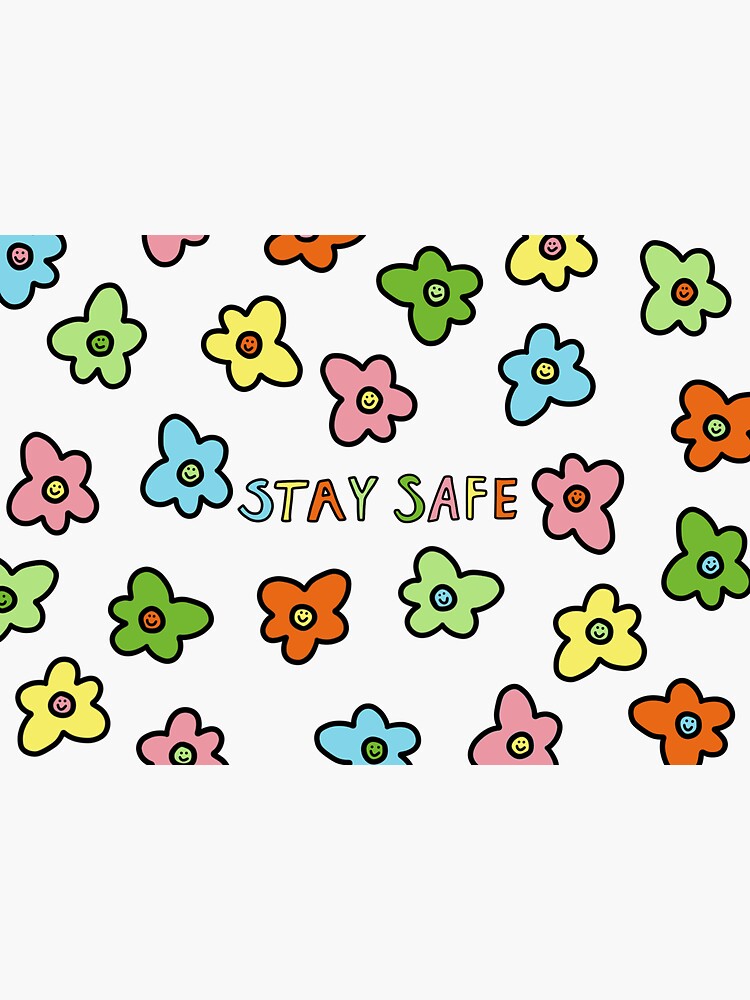 "Stay safe smiley flowers (facemask)" Sticker by jannaverhoeff | Redbubble