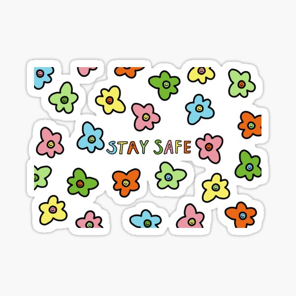 "Stay safe smiley flowers (facemask)" Sticker by jannaverhoeff | Redbubble